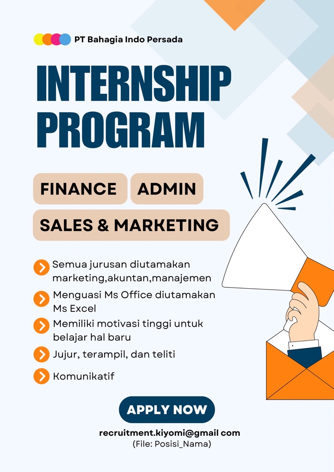 INTERNSHIP PROGRAM PT. BAHAGIA INDO PERSADA - Kampus Kwik Kian Gie