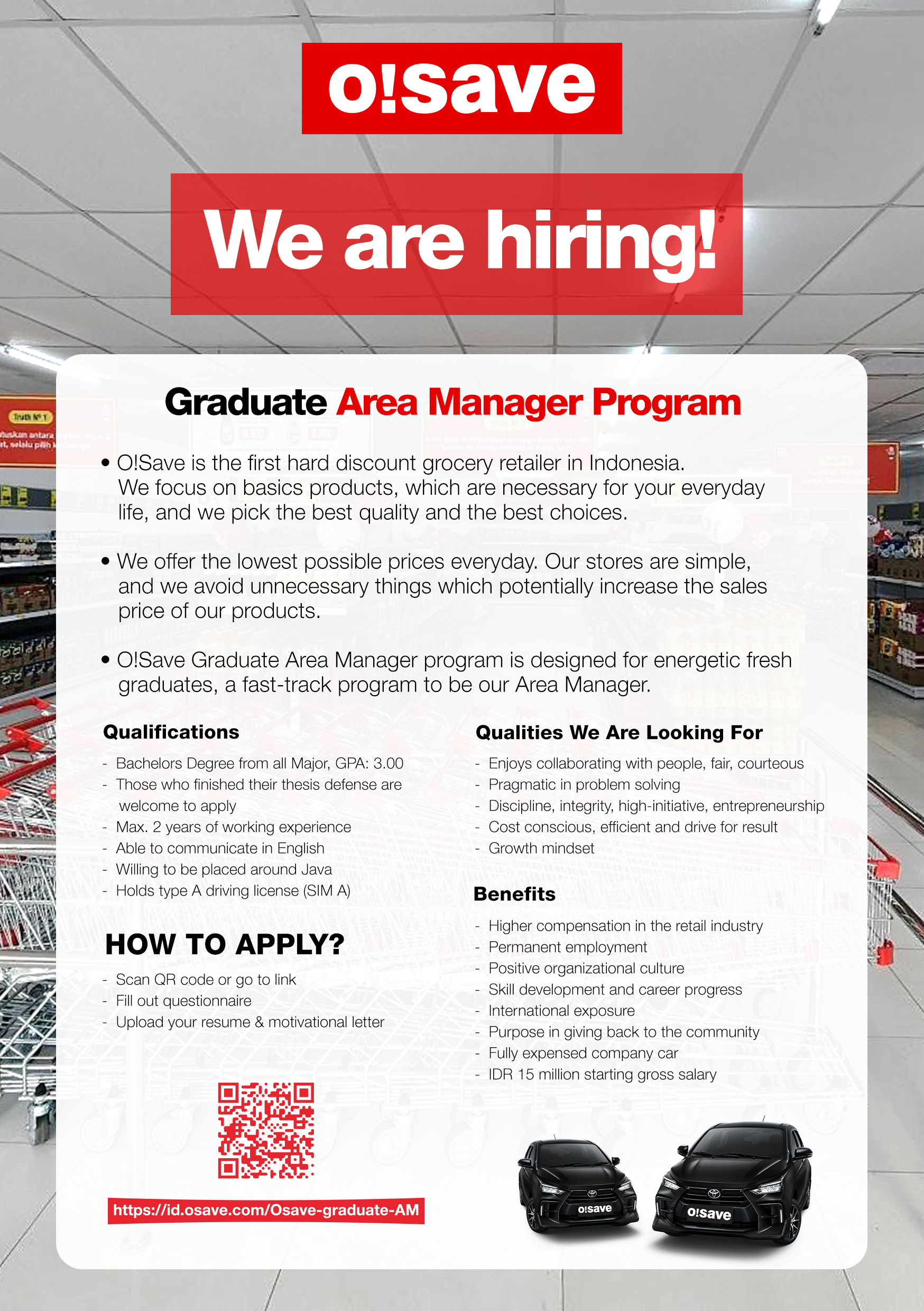 Hiring Area Manager Program - O!Save - Kampus Kwik Kian Gie