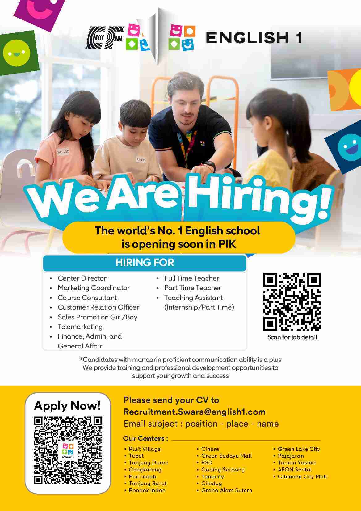 INFO LOKER English 1 Swara Group. Opening soon in PIK !! - Kampus Kwik ...